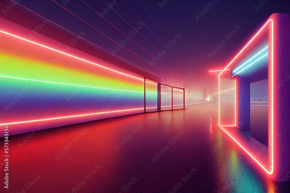 Neon frame, vibrant colored glowing neon frame with transparent ...