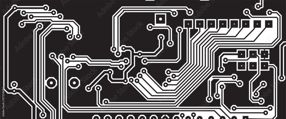 Tracing the conductors of a multilayer printed circuit board. Vector ...