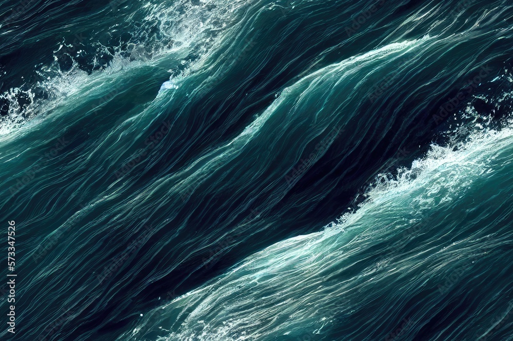 Blue Aqua Azure Ocean Sea Waves and Swirling Water Seamless Repeating ...