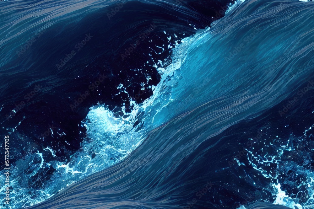 Blue Aqua Azure Ocean Sea Waves and Swirling Water Seamless Repeating ...