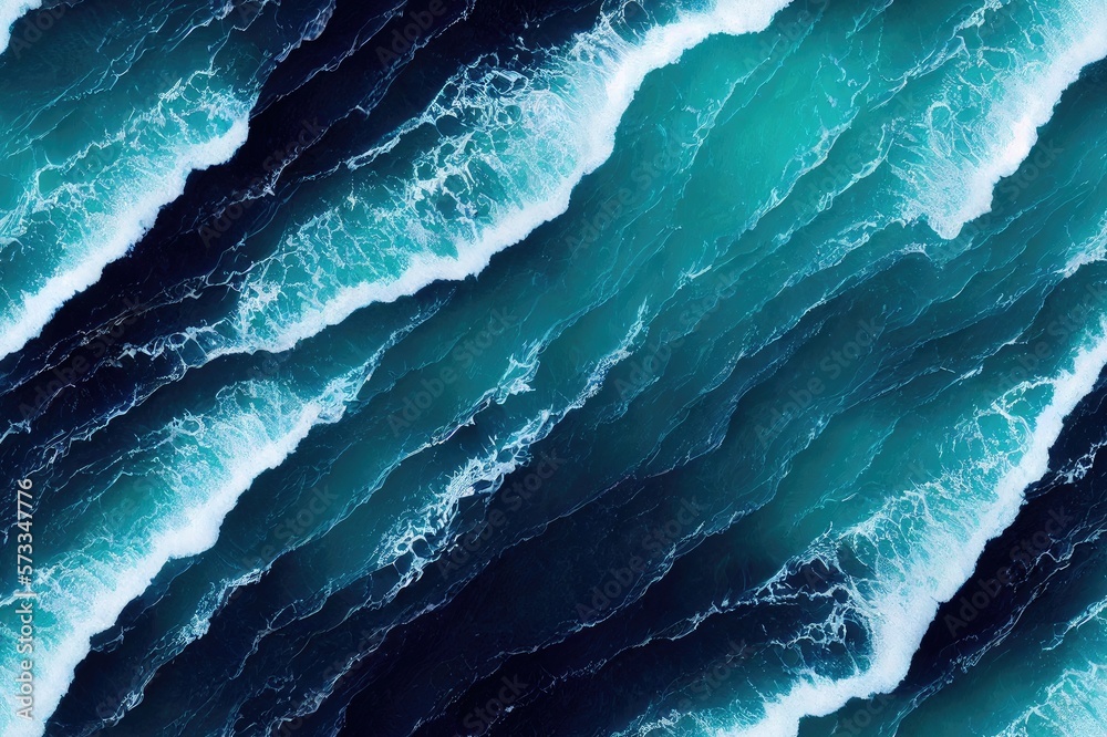 Blue Aqua Azure Ocean Sea Waves and Swirling Water Seamless Repeating ...