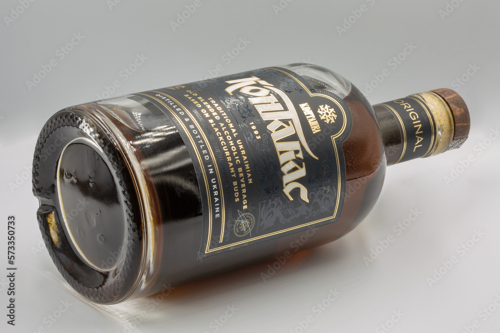 Kontabas traditional Ukrainian alcoholic beverage based on blackcurrant ...