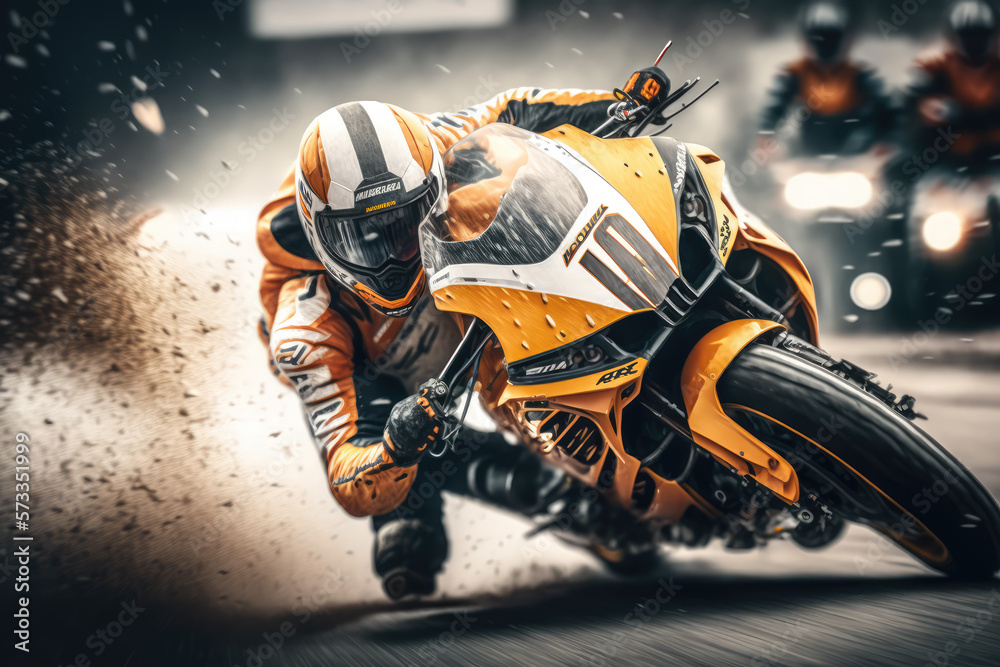 Superbike motorcycle on the race track, dynamic concept art ...
