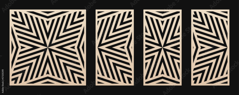 Laser cut patterns. Vector collection with abstract geometric lines ...