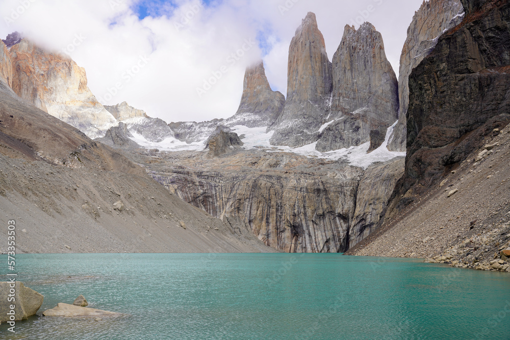 Base of the Towers Torres Del Paine Patagonia Base de Las Torres Stock ...