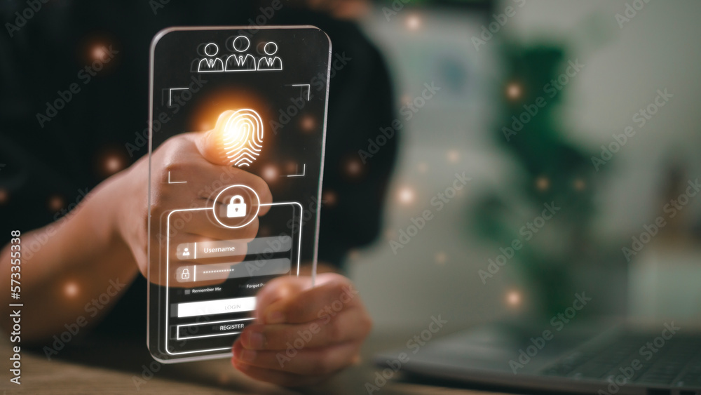 Biometric Identification. Woman Unlocking Smartphone Scanning ...