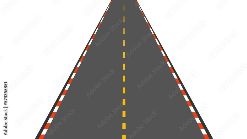 Animated Straight Road Direction on white background. Highway Simple ...
