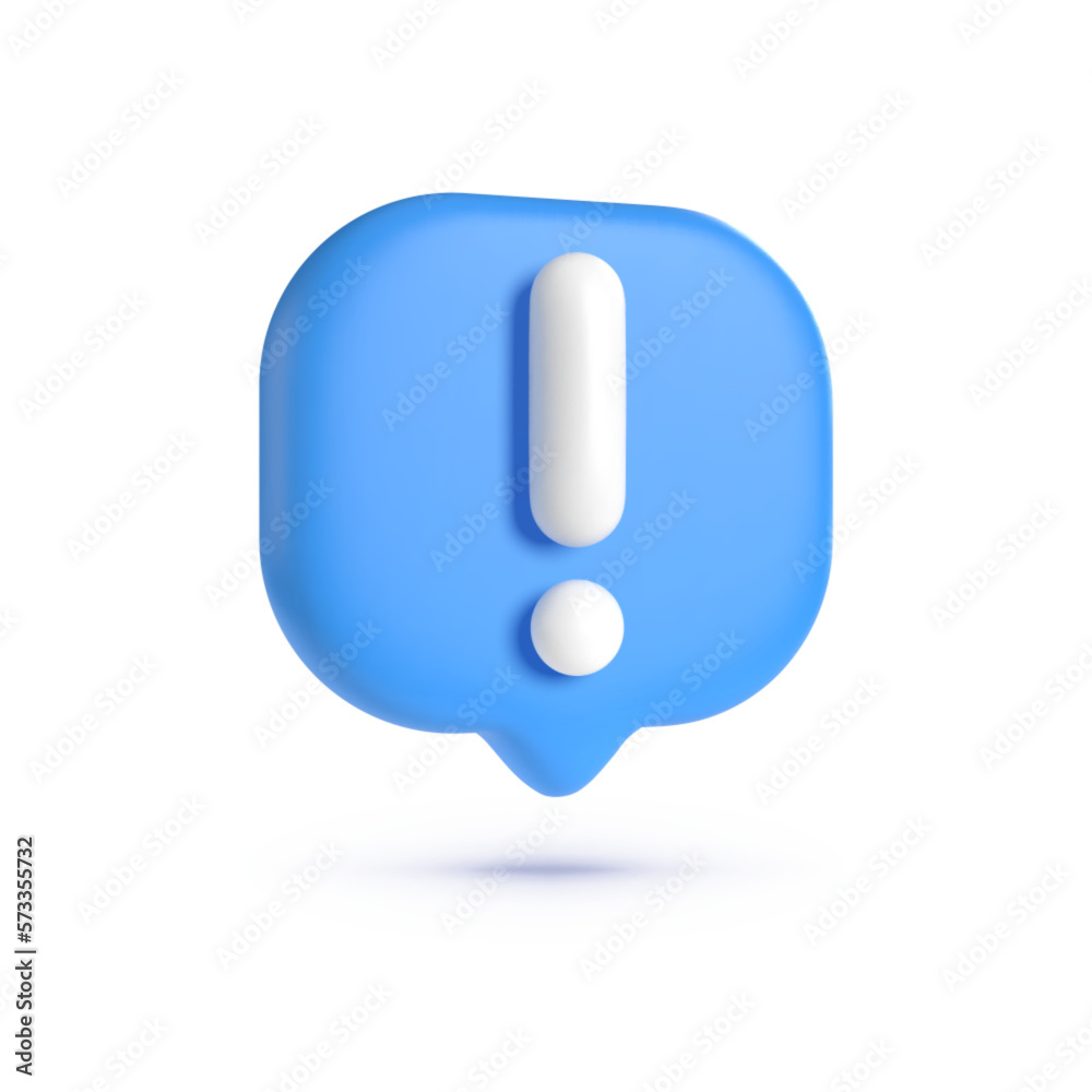 Vetor de Blue exclamation mark symbol. Attention sign 3d. 3d realistic ...