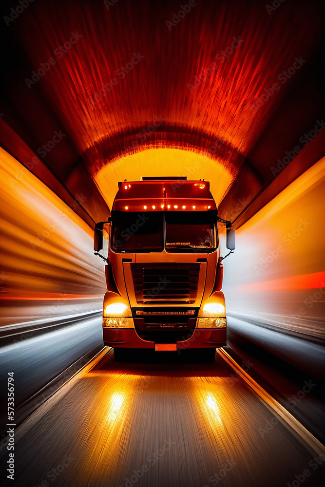 Semi Truck/Lorry in Highway Motorway Interstate at Night - Generative ...