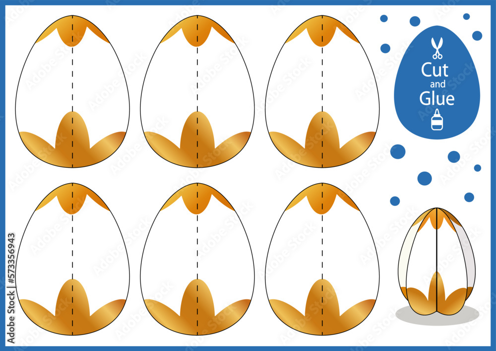 Kids craft game cut and glue paper easter egg. Printable template ...