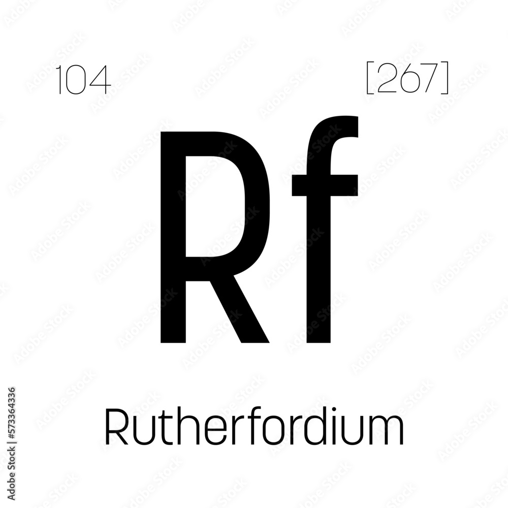 Rutherfordium, Rf, periodic table element with name, symbol, atomic ...