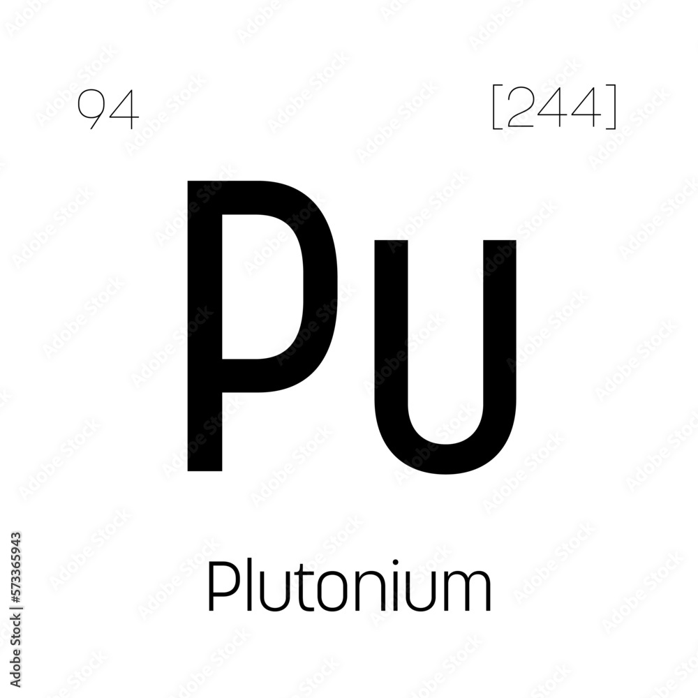 Vetor de Plutonium, Pu, periodic table element with name, symbol ...