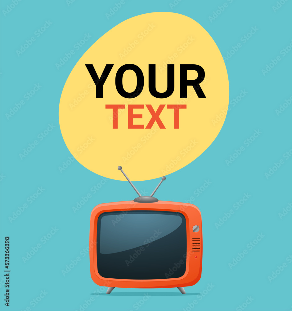 Retro tv cartoon background media. Orange yellow retro tv old vintage ...