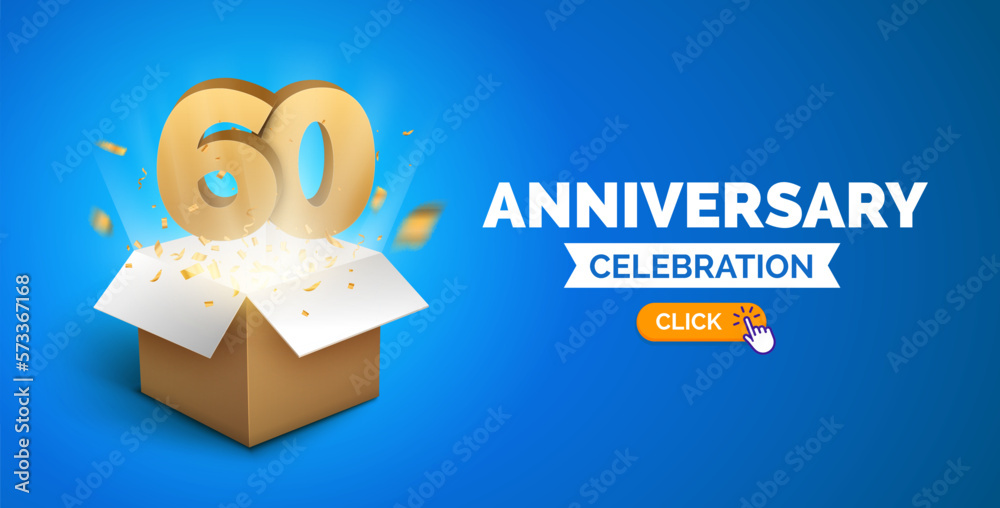 Anniversary birthday 60 years golden background. Happy vector poster 60 ...