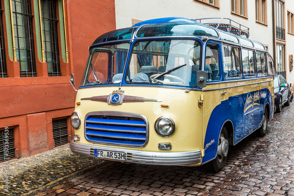 old vintage bus Setra S6 in Freiburg Stock Photo | Adobe Stock