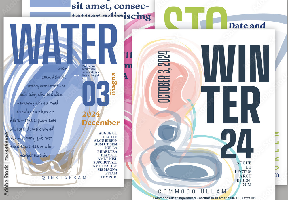 A4 Flyer Art Event Layout with Abstract Watery Shape and Typography ...