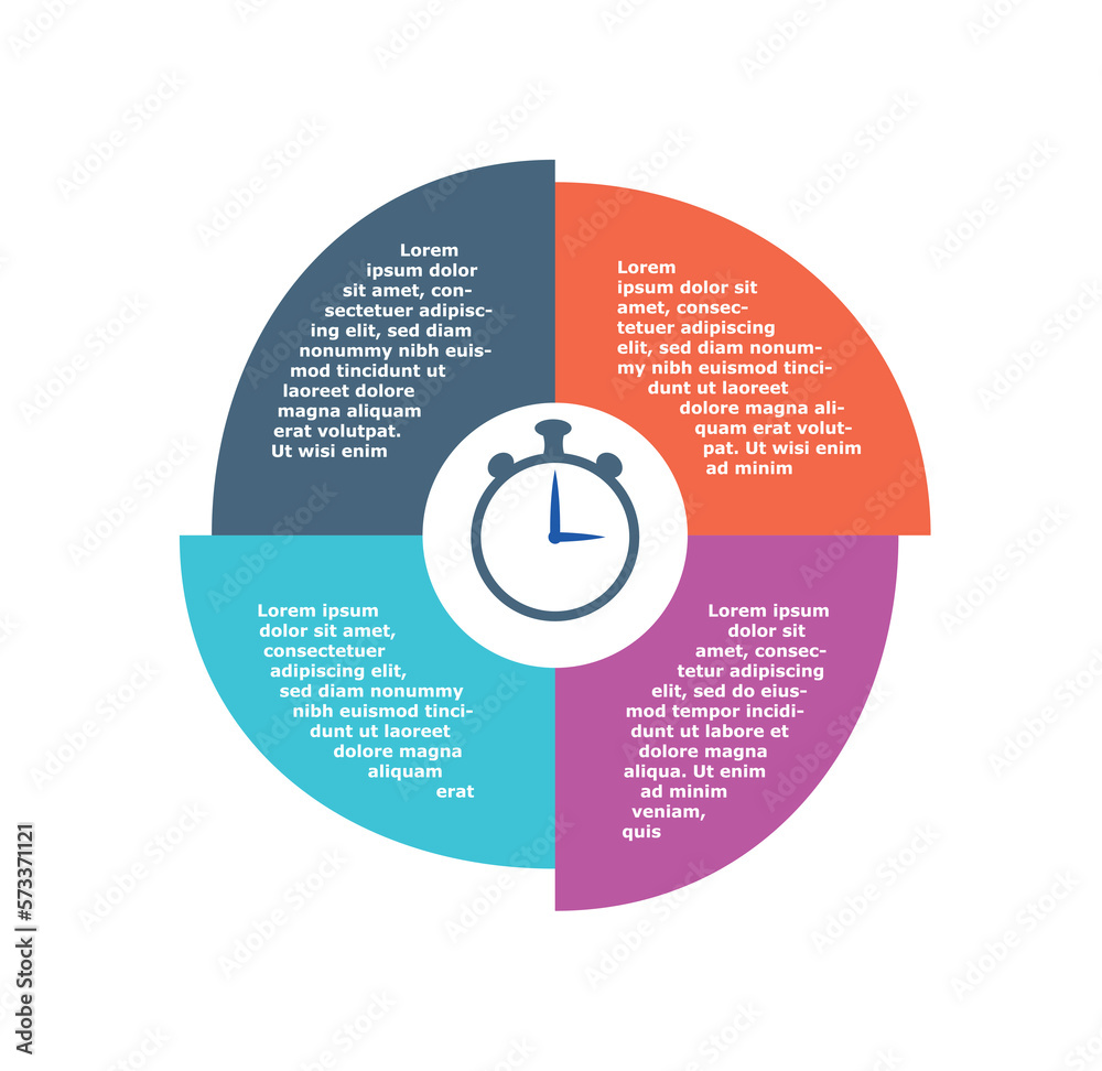 Infographic with diagram. Circle with multicolored parts and silhouette ...