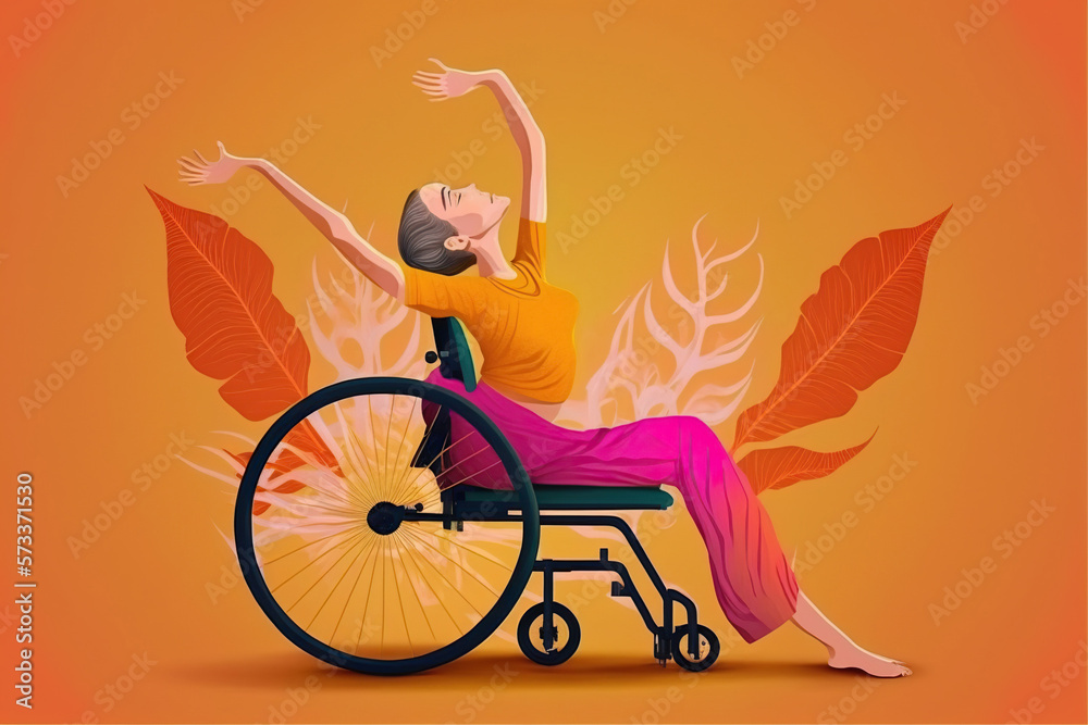 Disabled person sport in boho style on a colored background, concept of ...