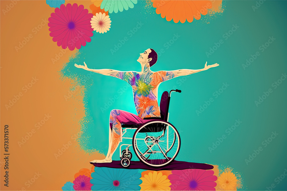 Disabled person sport in boho style on a colored background, concept of ...