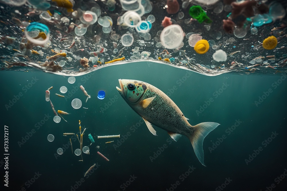 The problem of microplastics in water, concept of Pollution and Marine ...