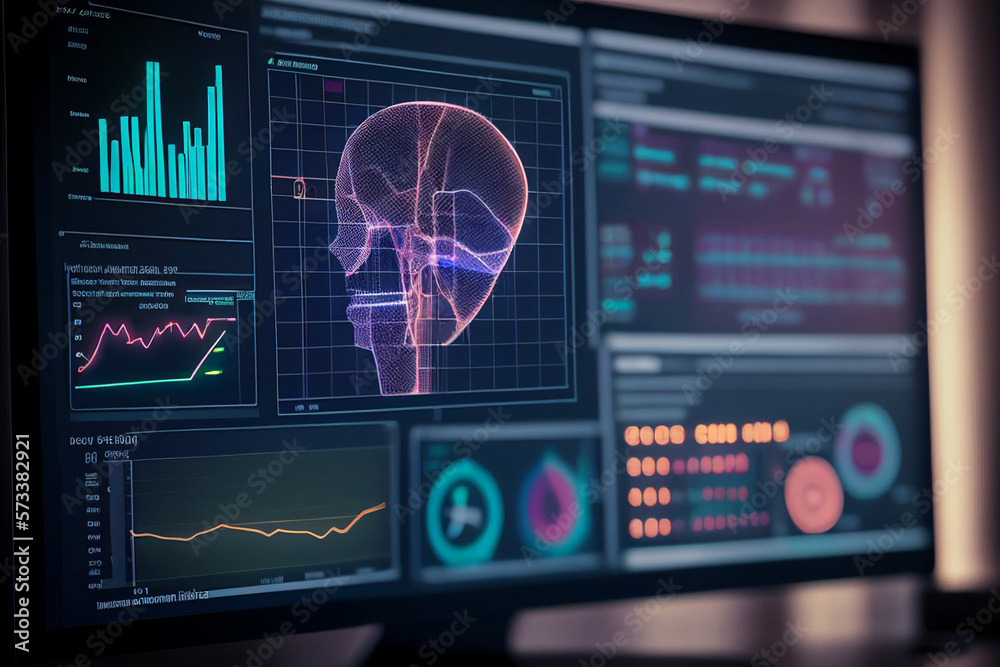 Medicine doctor analysis control panel of the monitor. Diagnose ...