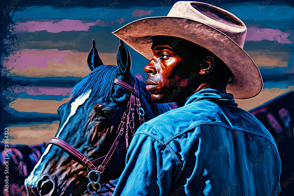 African American cowboy portrait, Old West. Generative AI Stock ...