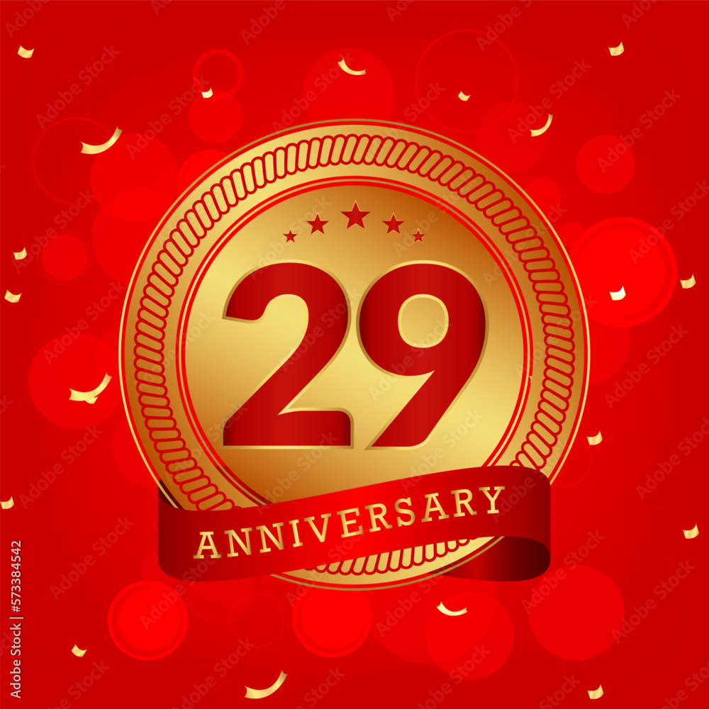 29 years anniversary. Anniversary template design concept with gold and ...