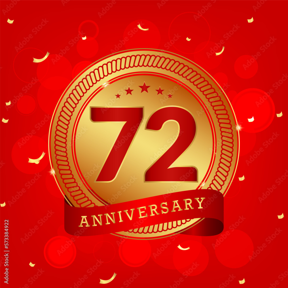 72 years anniversary. Anniversary template design concept with gold and ...