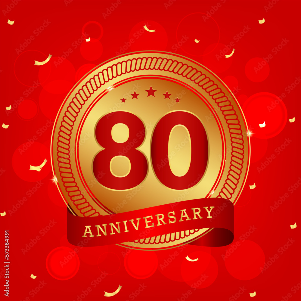 80 years anniversary. Anniversary template design concept with gold and ...