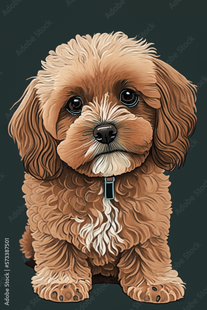 Cavoodle caricature flat art vector art on black background generative ...