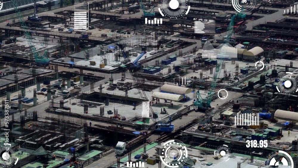 Construction technology concept with alteration graphic over ...