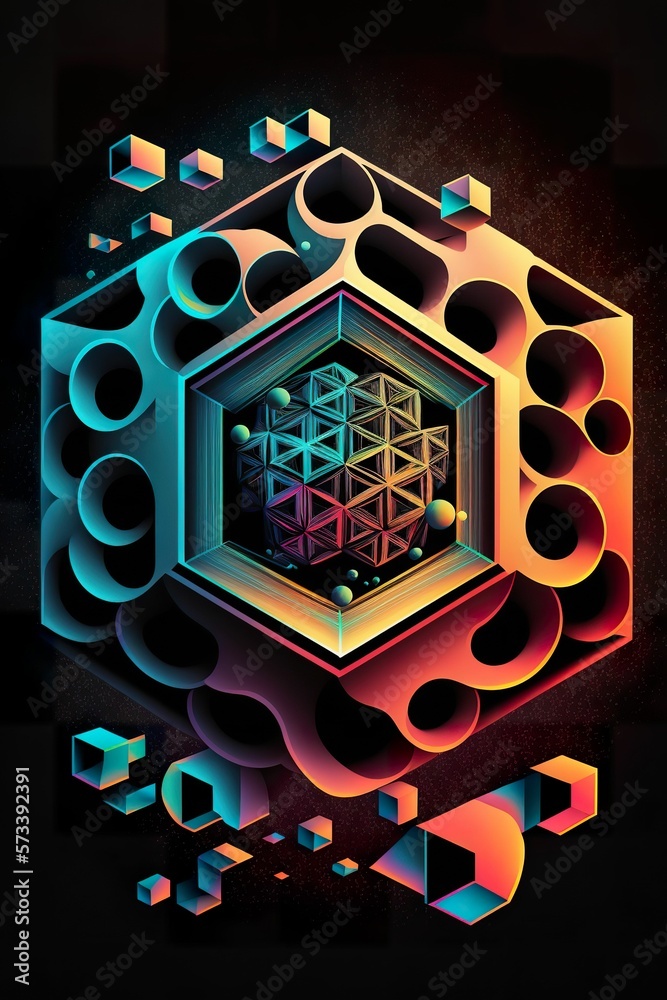 abstract background geometric 3d shapes tech cyber punk 80's sci-fi ...