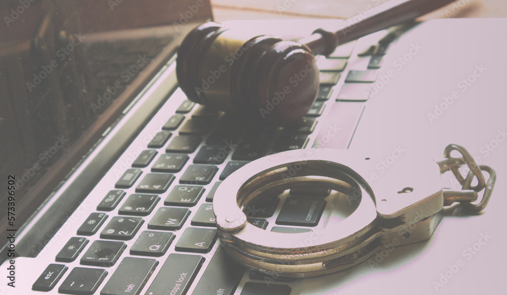 Cyber crime concept.illegal activities conducted through the internet ...