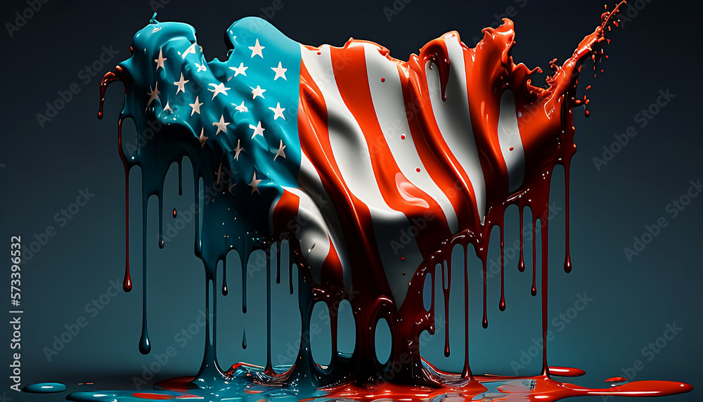 Dripping American Flag. Created using generative AI, Tuned. ilustração ...