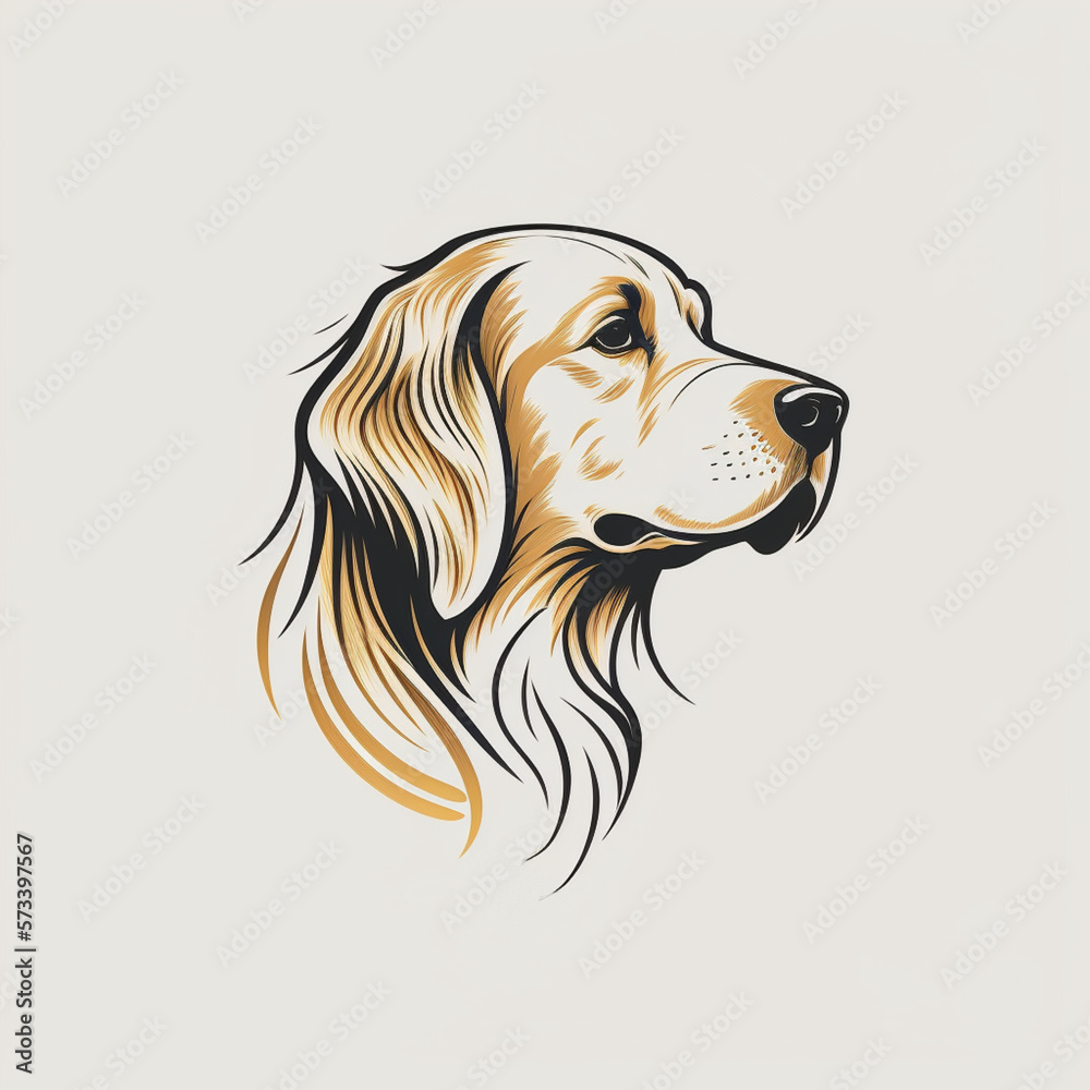 a golden retriever dog head vector logo, tatoo, Generative Ai Stock ...
