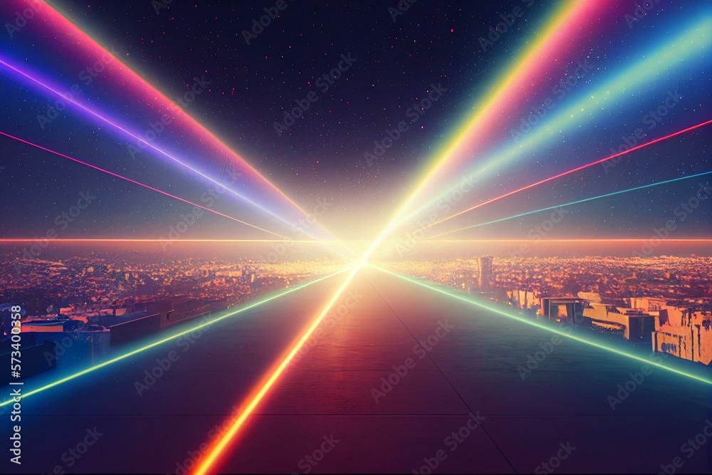 80s 90s retro glowing laser beam rays background. Generative AI Stock ...