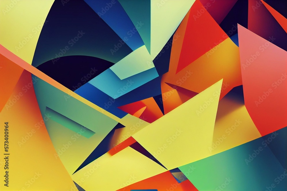 Abstract modern technology themed painting with complementary colors ...