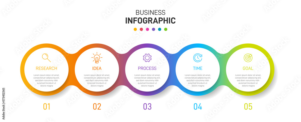 Infographic design with icons and 5 options or steps. Thin line ...