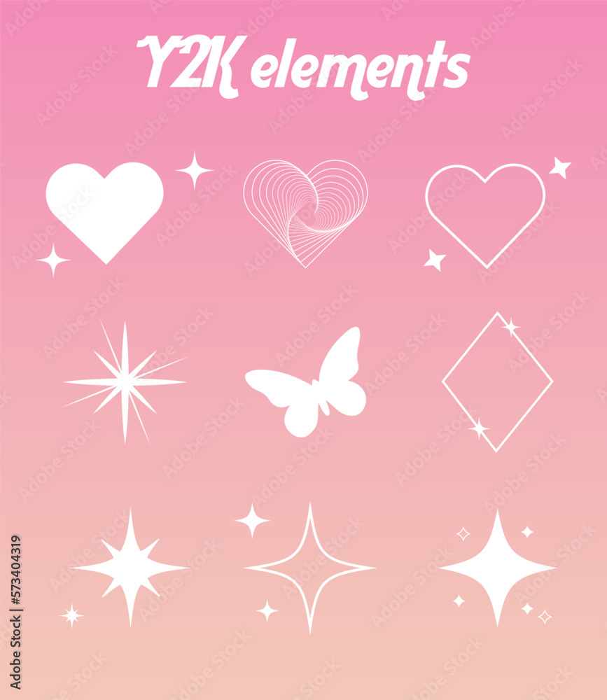 Stockvector Y2k element Set of Clean shining icons. Sparkle Sign. Flash ...