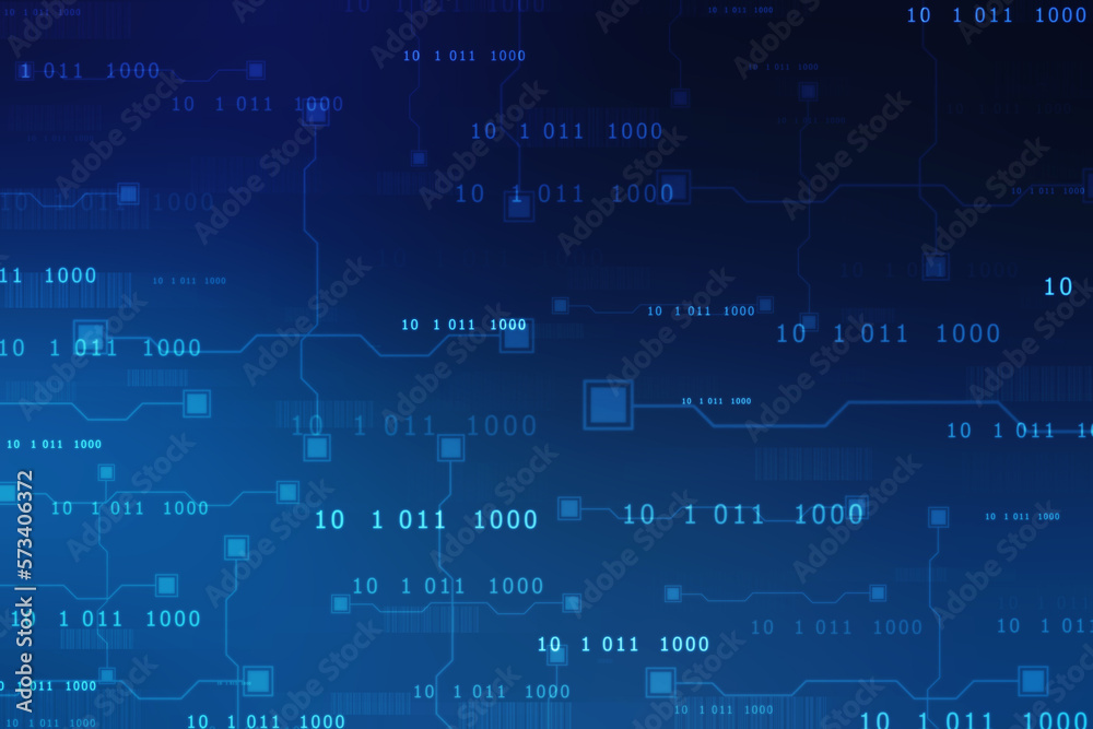 Binary Code Background, Digital Abstract technology background, flowing number one and zero text ...