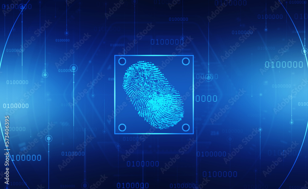 Abstract security system concept with fingerprint on technology ...