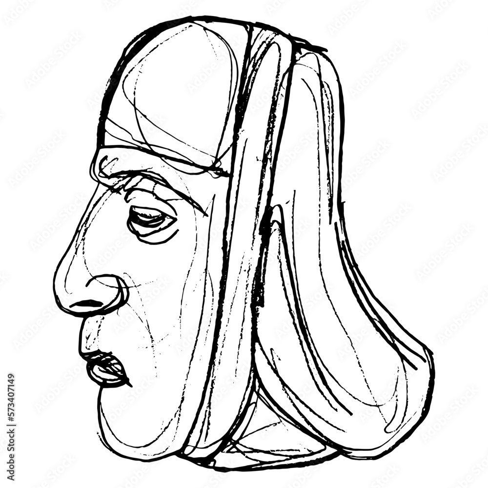 Head of ancient Peruvian man in profile. Moche portrait. Mochica ...