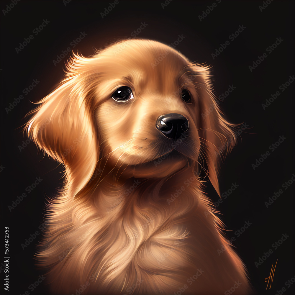 Cute cartoon golden retriever puppy Stock Illustration | Adobe Stock