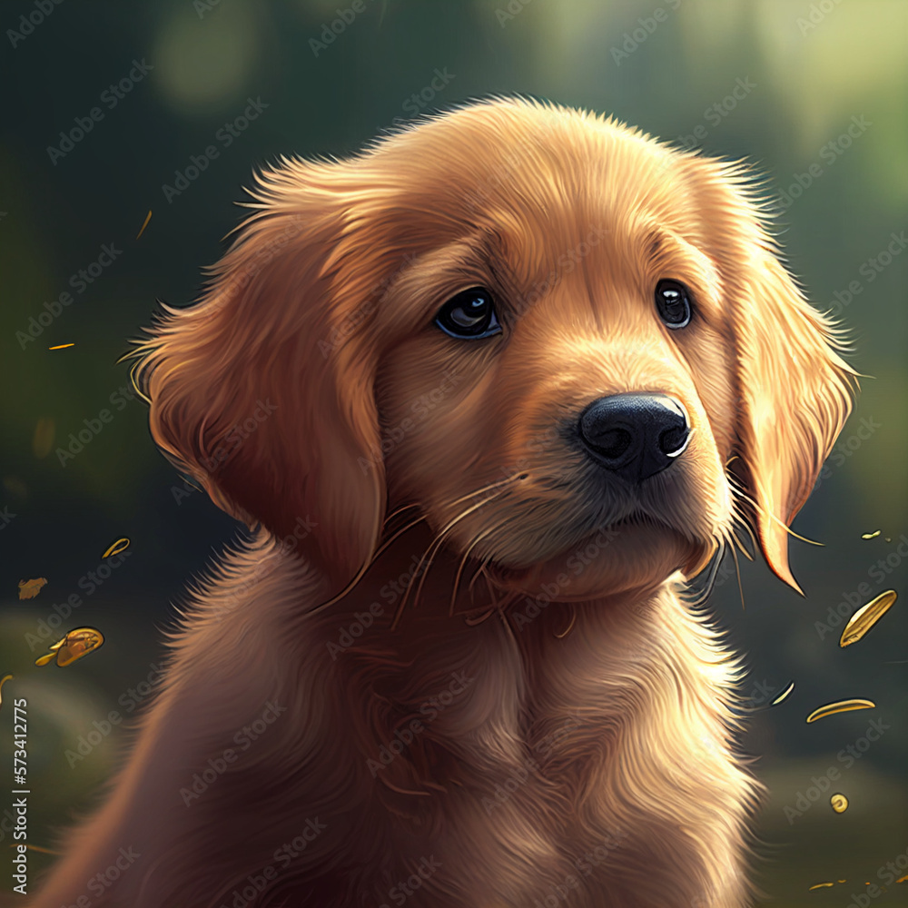 Cute cartoon golden retriever puppy Stock Illustration | Adobe Stock