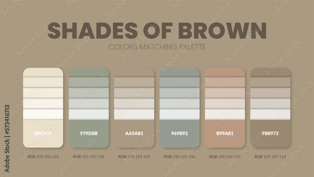 Color palette in Shades of brown colour theme collections. Color ...