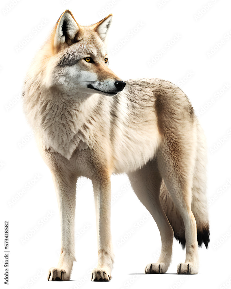 Wolf looking back, isolated on transparent background. Generative Ai Stock Illustration | Adobe ...