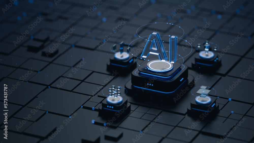 Artificial intelligence AI neural network digital brain machine deep learning processing big ...