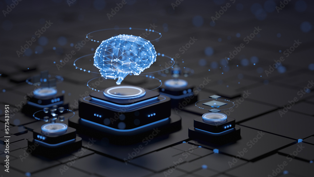 Artificial intelligence AI neural network digital brain machine deep ...