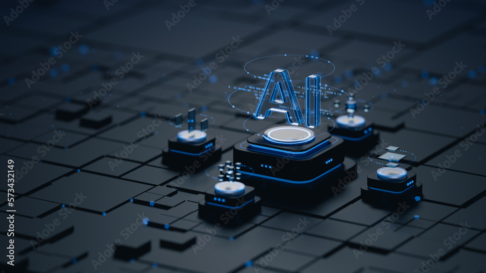 Artificial intelligence AI neural network digital brain machine deep learning processing big ...