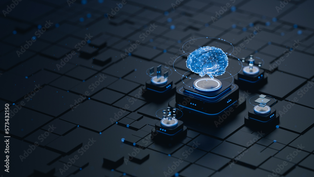 Artificial intelligence AI neural network digital brain machine deep learning processing big ...